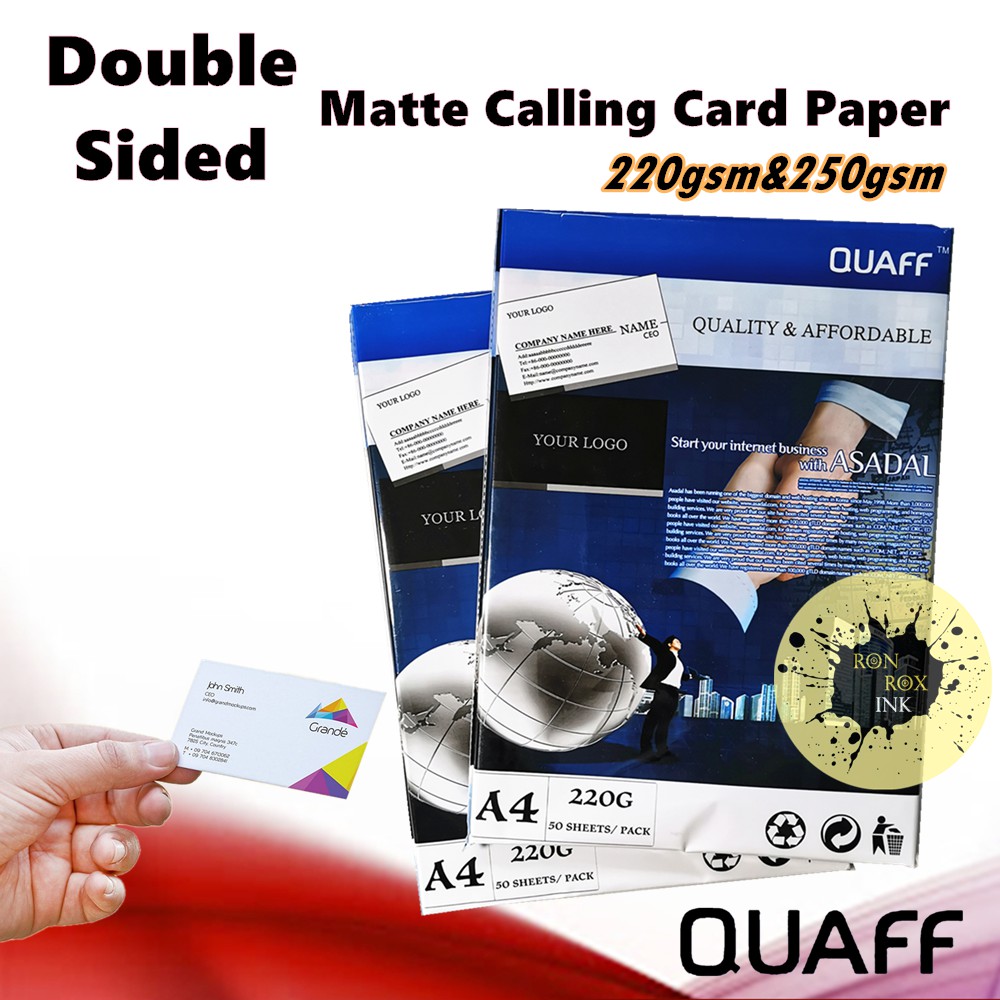 A4 QUAFF Calling Card Paper White ( Double sided Matte ) 220gsm 250gsm ...
