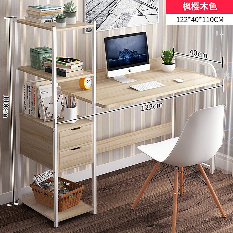 Computer Table with 2 Drawers Steel Frame Wood Desk | Shopee Philippines