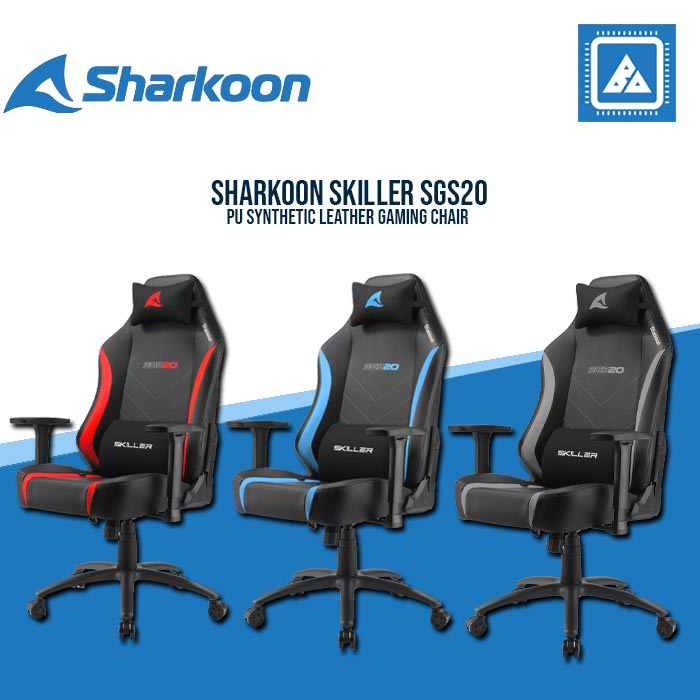 SHARKOON SKILLER SGS20 PU SYNTHETIC LEATHER GAMING CHAIR(blue,grey,red ...