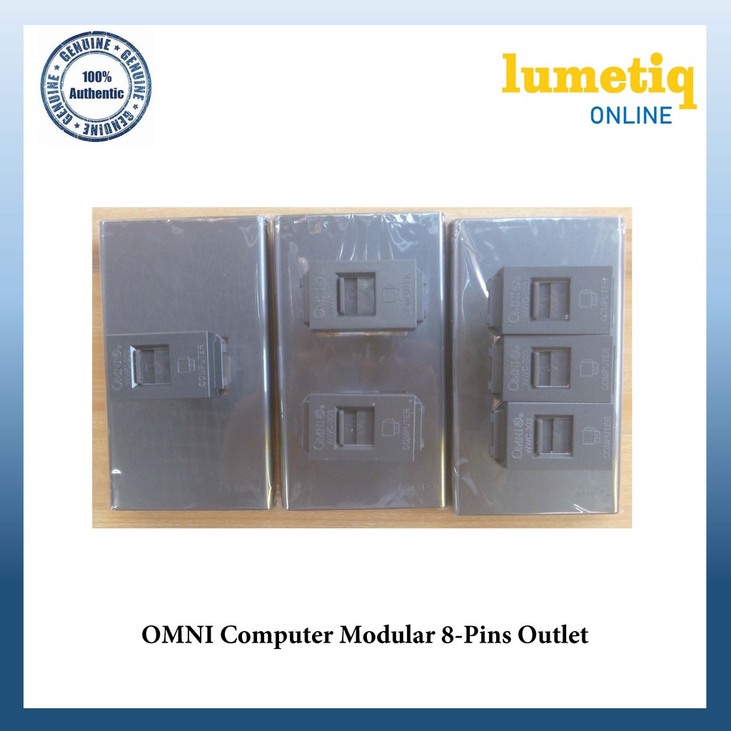 OMNI Wide Series Graphite Computer LAN & Telephone Outlet Set (1/2/3 ...