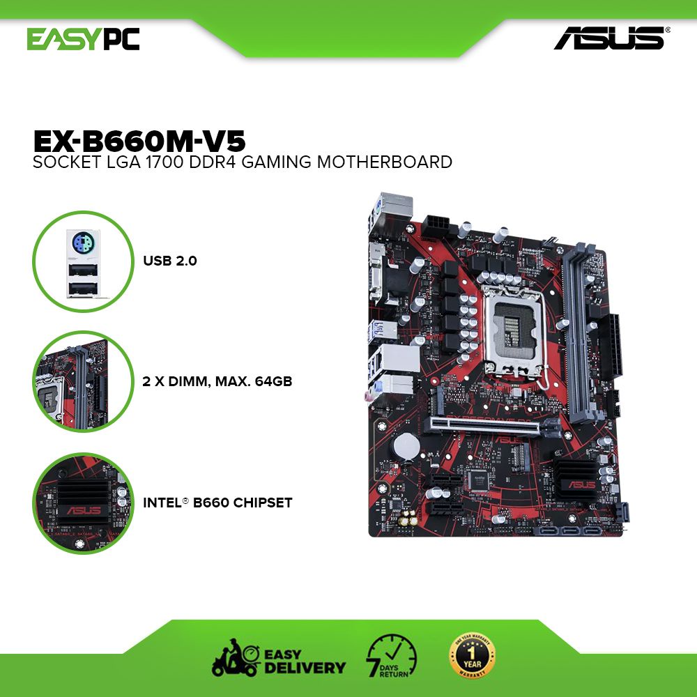 Asus EX-B660M-V5 Socket LGA 1700 Ddr4 Gaming Motherboard, Intel B660 ...