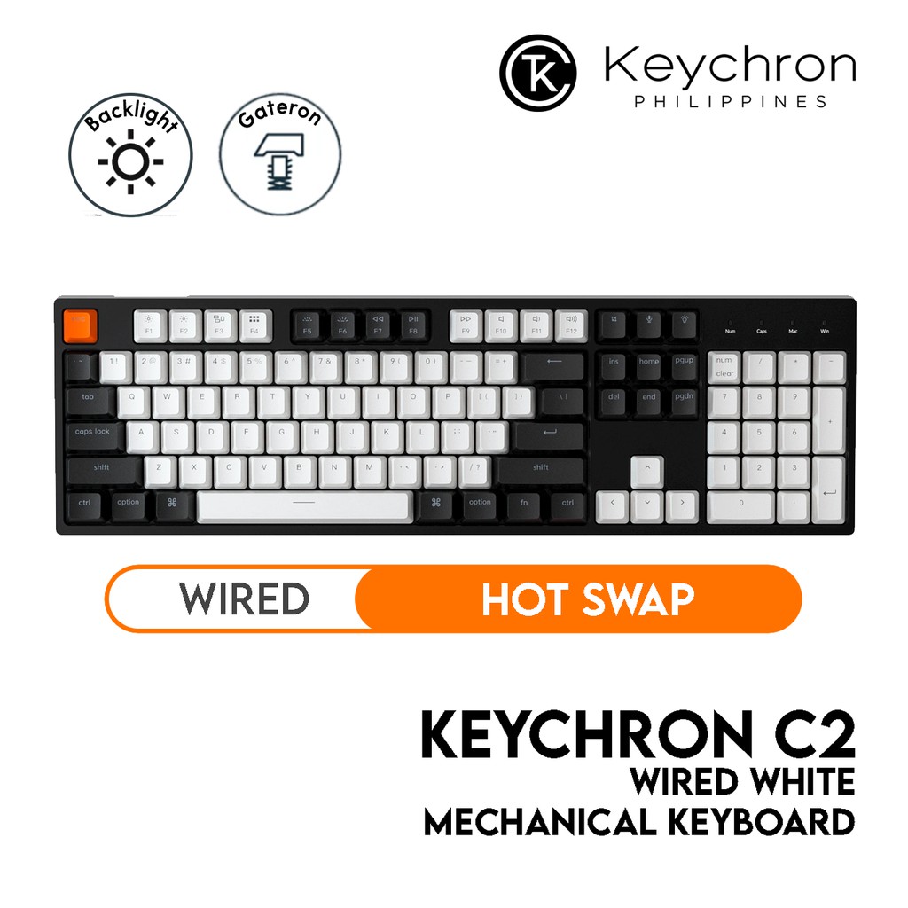 Keychron C2 Mechanical Keyboard (Full Size Layout, Wired, White LED ...