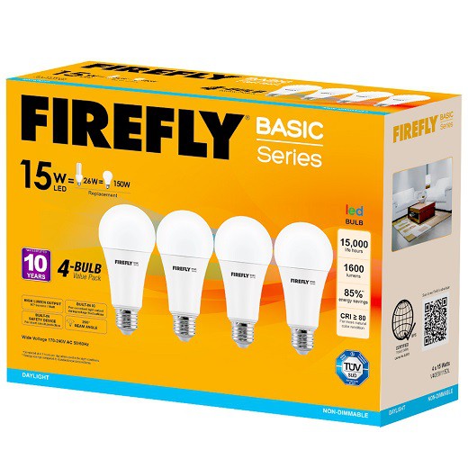 Firefly Basic 4-LED Bulb V.Pack 15W DL - V40EBI115DL | Shopee Philippines