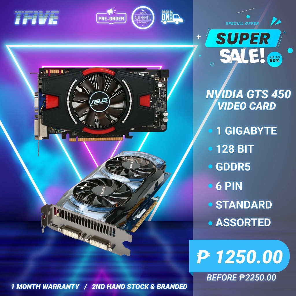 NVIDIA GTS450 1GB 128BIT DDR5 ASSORTED GPU GRAPHIC CARD | Shopee ...