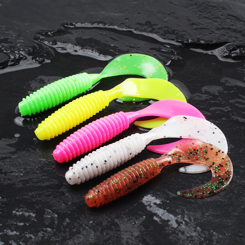 5cm/6.5cm/7cm Soft Fishing Lure Worm Lure with Swimming Tail Plastic ...