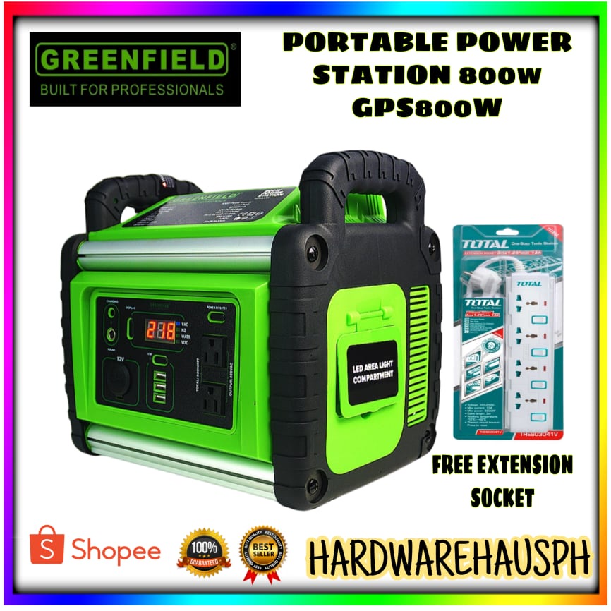 GREENFIELD Power Station 800w GPS800W Free Extension Socket | Shopee ...