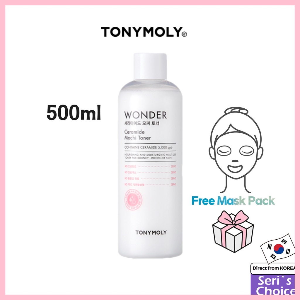 TONYMOLY Wonder Ceramide Mochi Toner 500ml + Free Mask Pack | Shopee ...