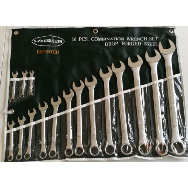 16pc Combination Wrench set 1/4" to 1-1/4" (16pcs) SAE SKs Tools USA ...
