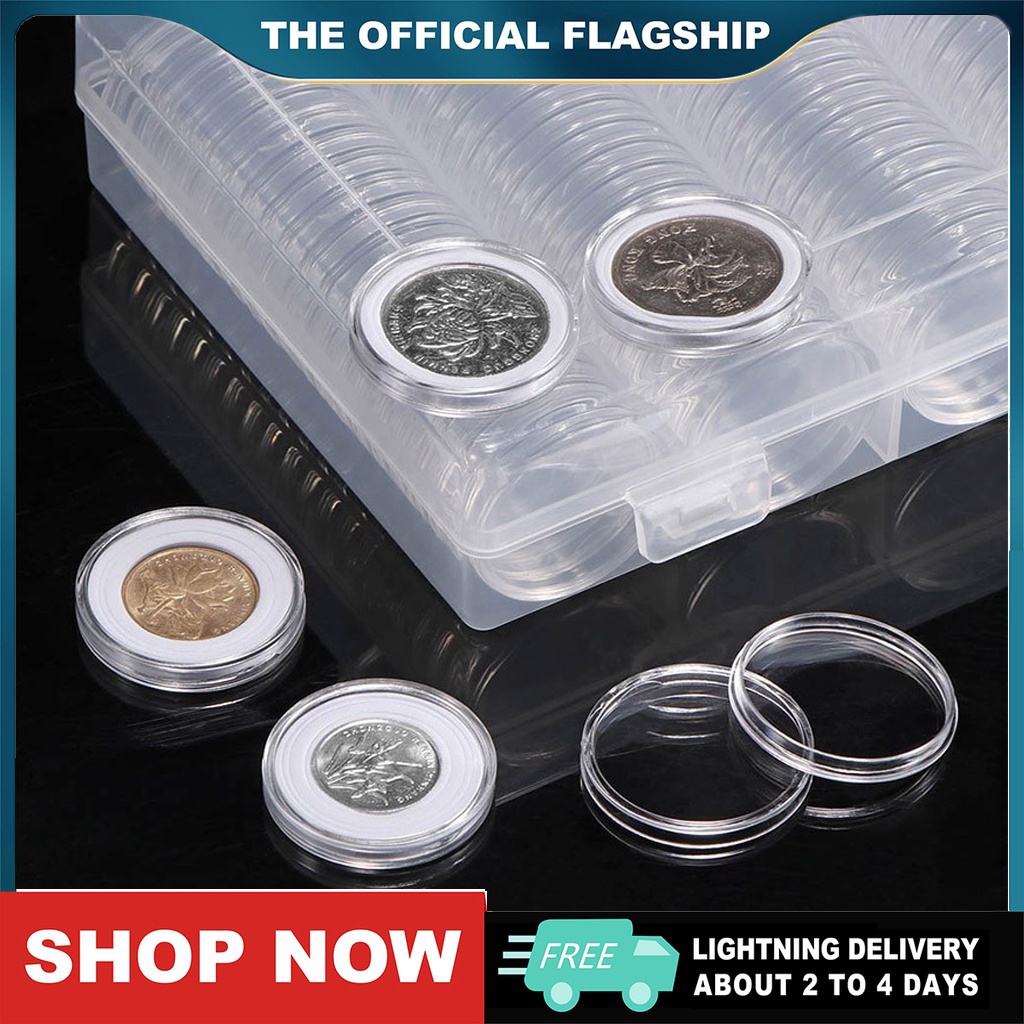 LT - Coin Organizer with 100 30mm Coin Capsules Coin Holder Plastic ...