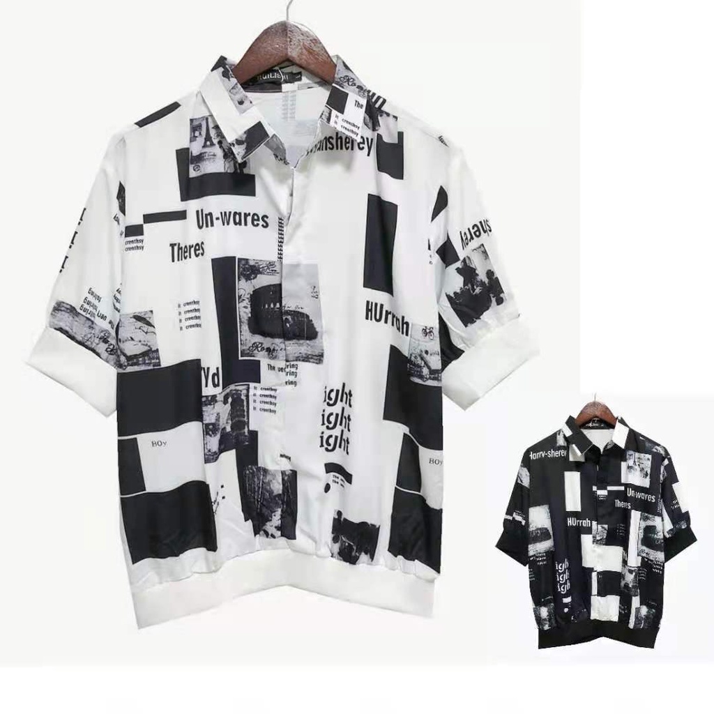 Korean Style Polo for Men Printed Short Sleeve Cotton | Shopee Philippines