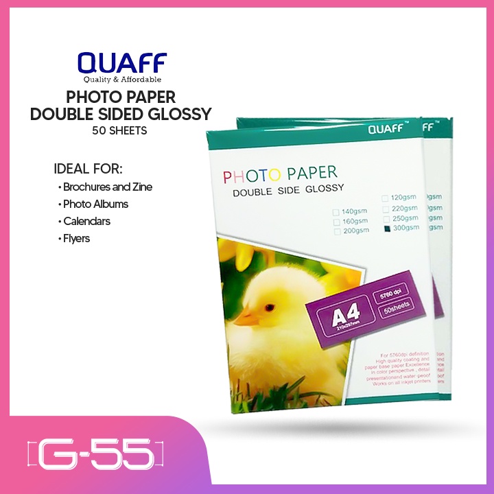QUAFF Double Sided Photo Paper A4 300GSM (50SHEETS) Printing Supplies ...