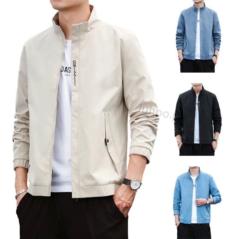 Men's Jacket Korean Trend Bomber Jacket Casual Jacket Simple Solid ...
