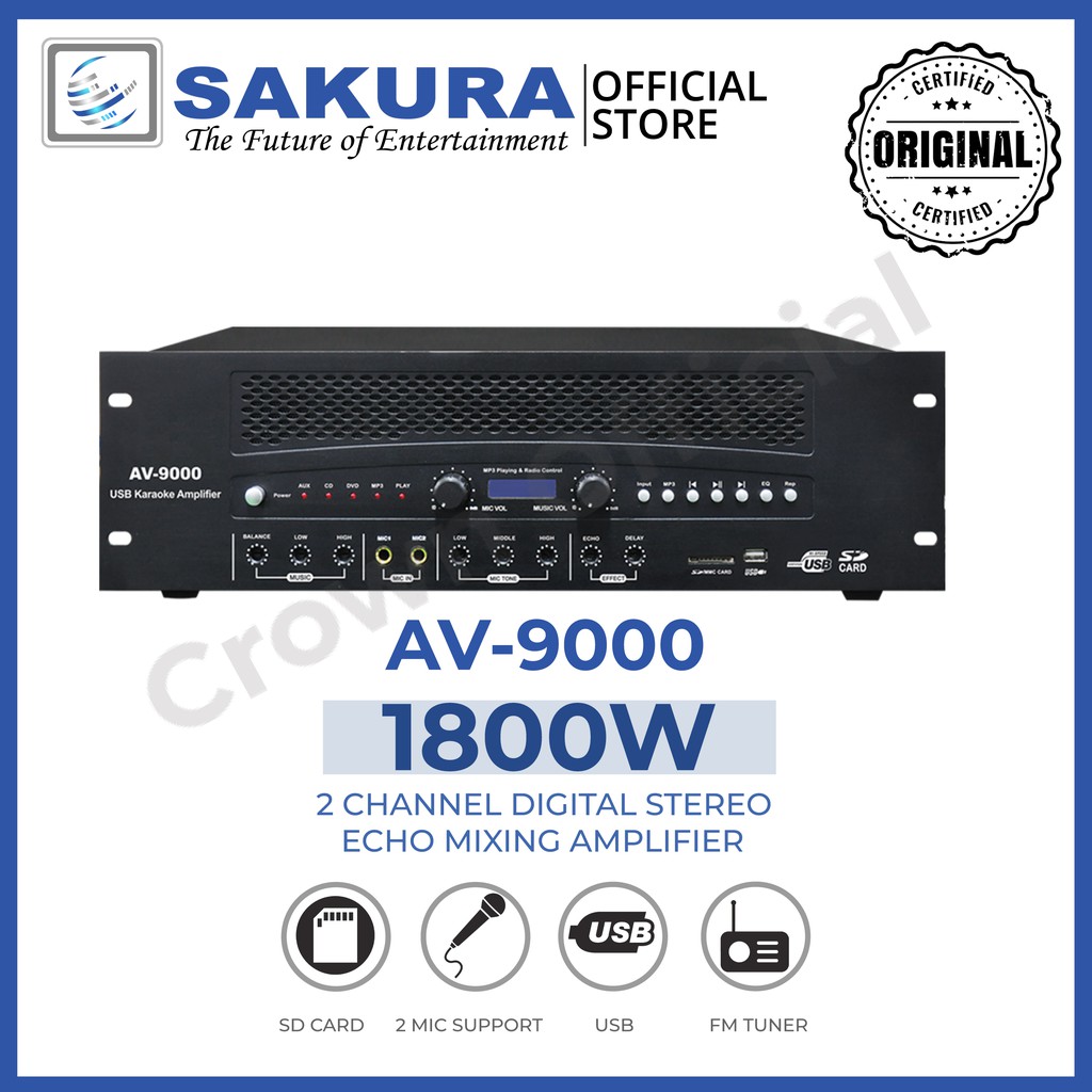 SAKURA AV-9000 1800 WATTS MIXING AMPLIFIER | Shopee Philippines