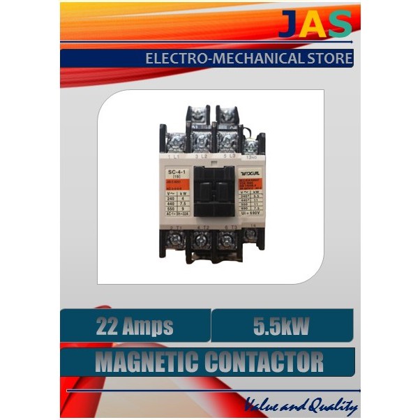 MAGNETIC CONTACTOR SC-4-1 (22A @220V-440V) THREE-PHASE 5.5kW @220V ...