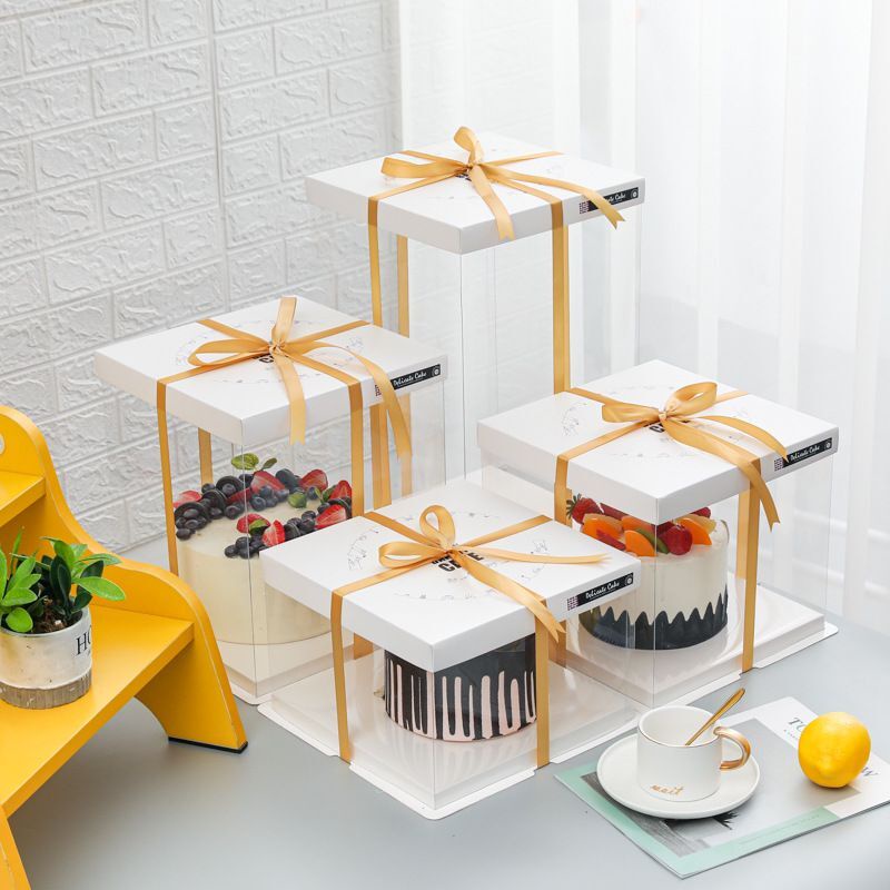 6"/8" Transparent Birthday Cake Box Birthday Party Cake Decorating Box ...