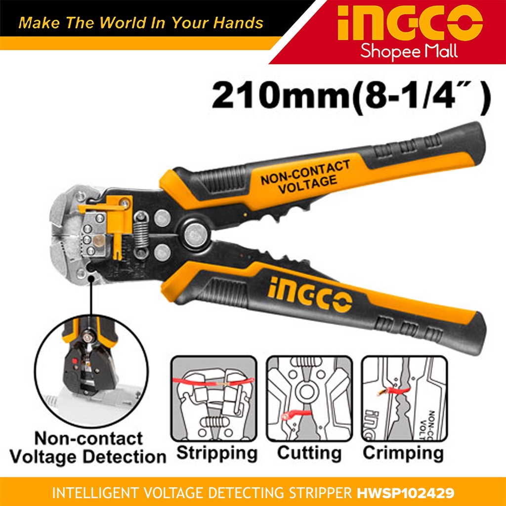 Ingco HWSP102429 4 in 1 Automatic Wire Stripper Cutting Crimper Voltage ...