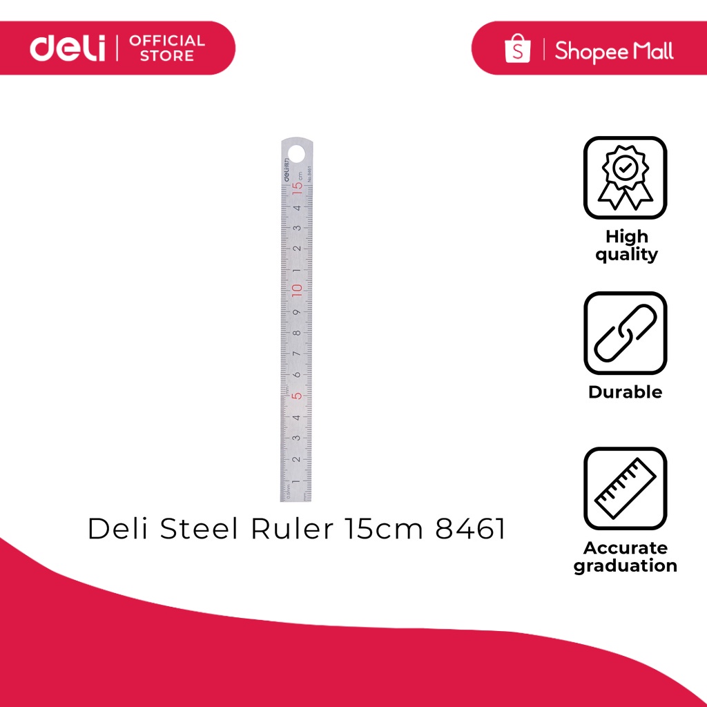 Deli Steel Ruler 15cm 8461 [75258461] | Shopee Philippines
