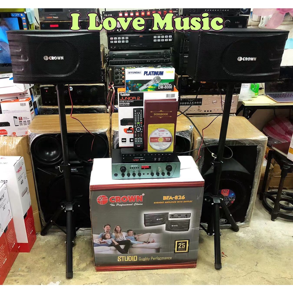 Karaoke Videoke Set Speaker 8" 2600watts PMPO Crown BFA-826 + Platinum ...