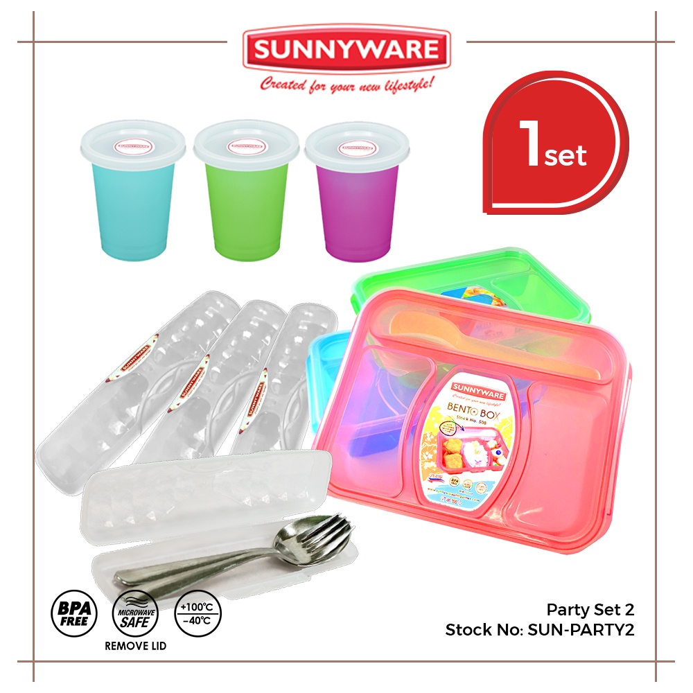 Sunnyware Party Set 2 (3 x 508 bento, 4 x 909 multipurpose travel case ...