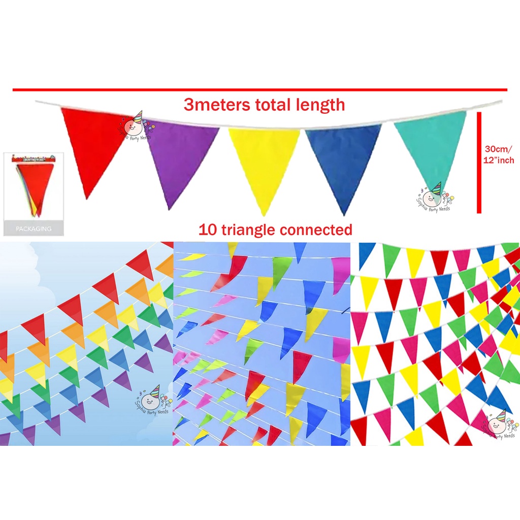 3meter Plastic Rainbow Multicolor Fiesta Party Flag Banderitas ...