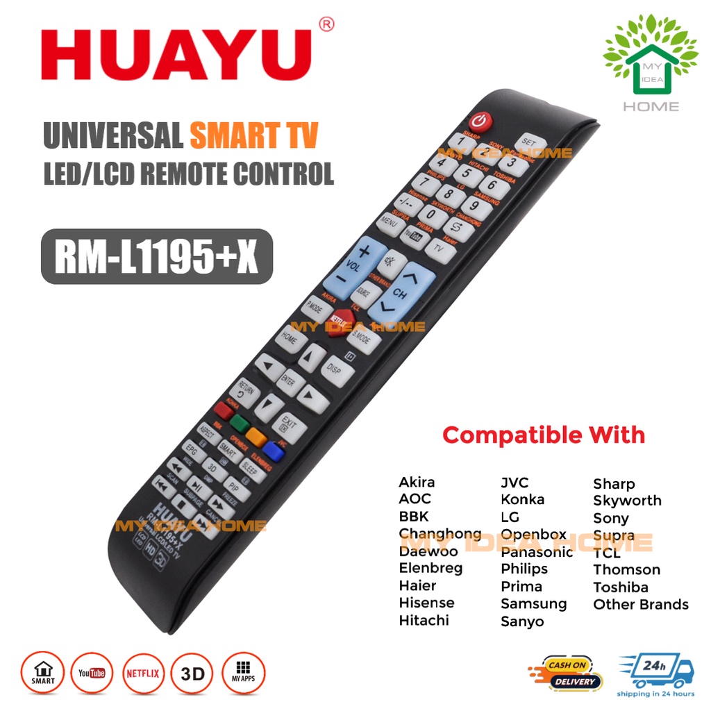 HUAYU RM-L1195+X Universal Smart TV LCD/LED Remote Control COD | Shopee Philippines