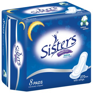 Sisters Night Plus Heavy Flow Cottony Comfort 8 pads | Shopee Philippines