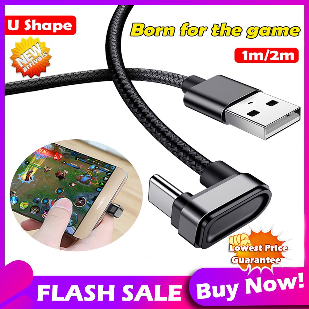 U-shaped Cable 2.1A Fast Charging 180° Elbow Data Cable For iPhone ...