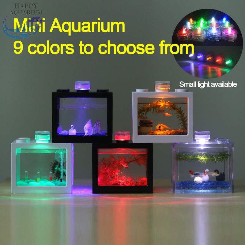 Mini Aquarium Block Tank Betta Guppy Fish Tank Building Block | Shopee ...