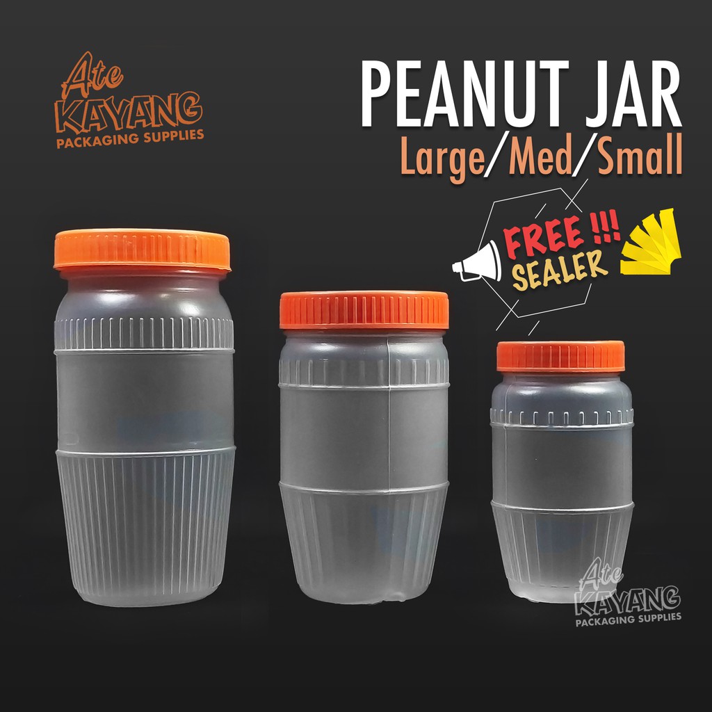 Peanut Butter Jar FREE SEALER for Medium and Large ONLY! (Plastic w/ Orange Lid) | Shopee ...