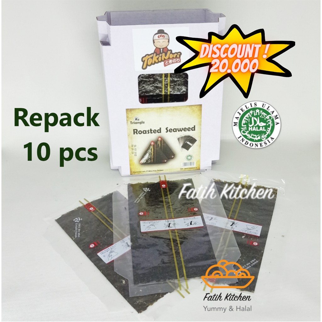 Tokinori Triangle Onigiri Repack 10 Sheets Halal Mui - Nori, Roasted ...