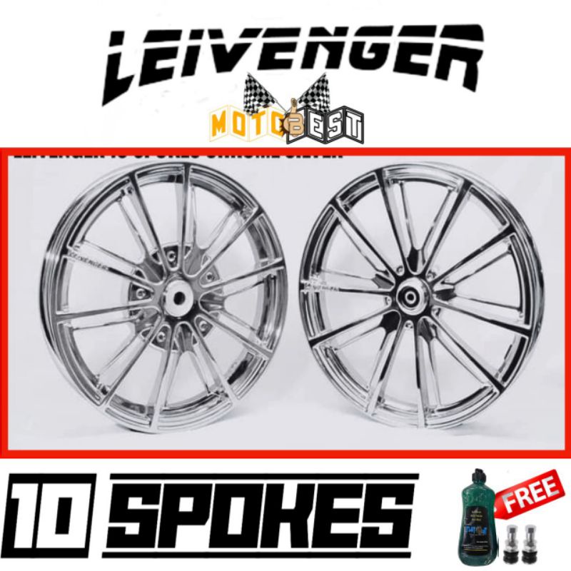 LEIVENGER 10 Spokes Mags Chrome Silver Honda Click and Beat w/ Free ...