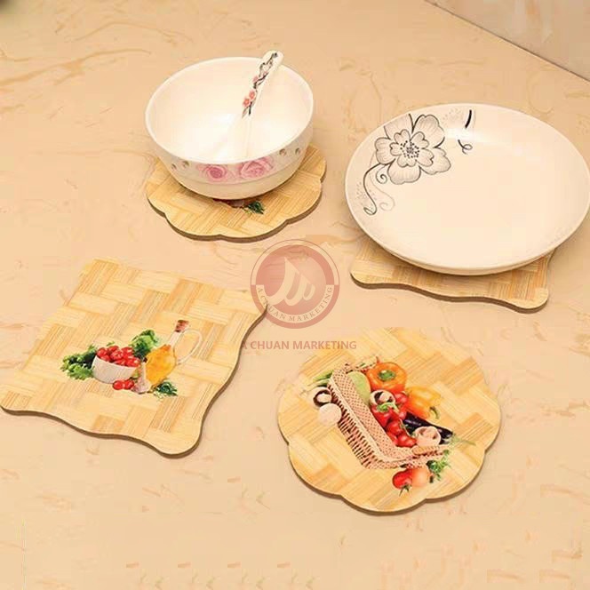 Multipurpose Bamboo Wooden Heat Pad Table Mat Heat Insulation Pot ...