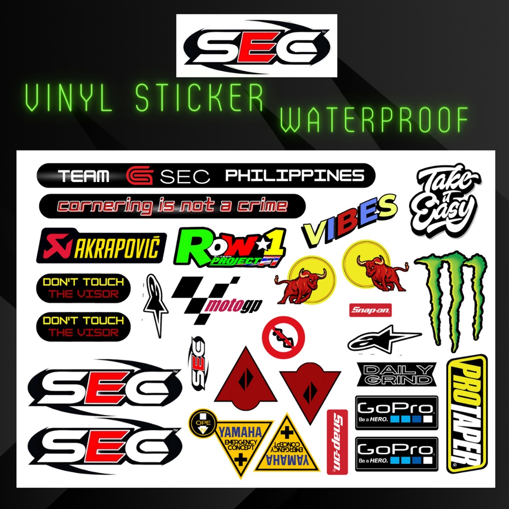 SEC HELMET VISOR VINYL STICKER - WATERPROOF! | Shopee Philippines