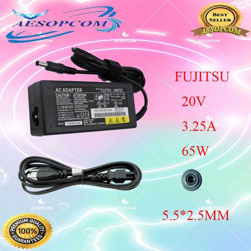 Laptop Charger Adapter for fujitsu 20v 3.25a with power cord | Shopee ...