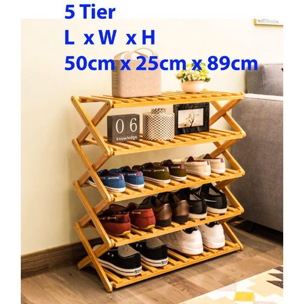 Mstar " Bamboo Shoe Rack Organizer Wooden Storage Shelves Stand Shelf 5 ...