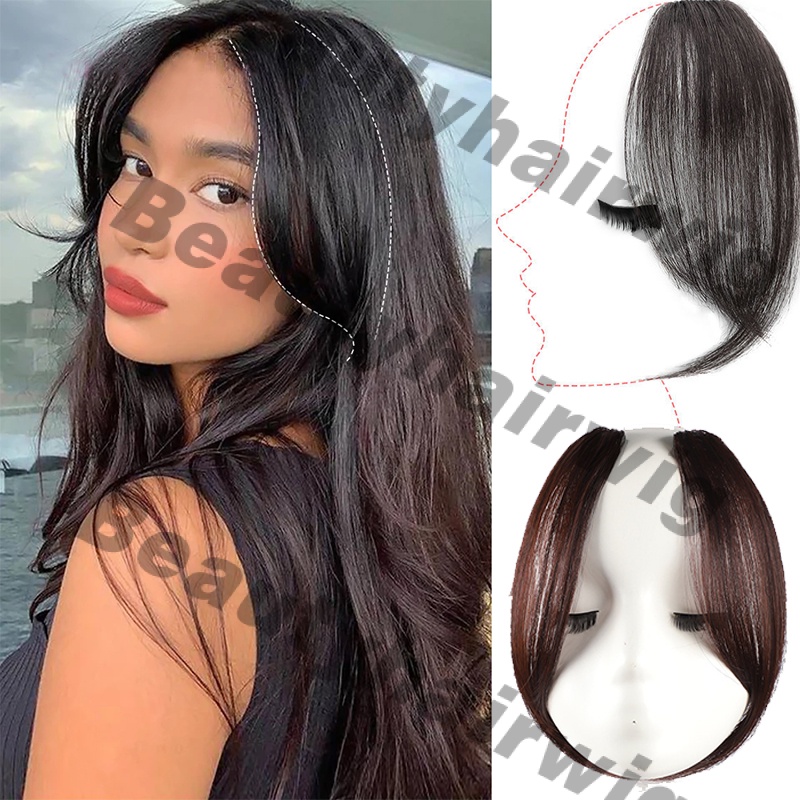 Hair Extensions Clip in the Front Side Bangs Synthetic Fake Fringe ...