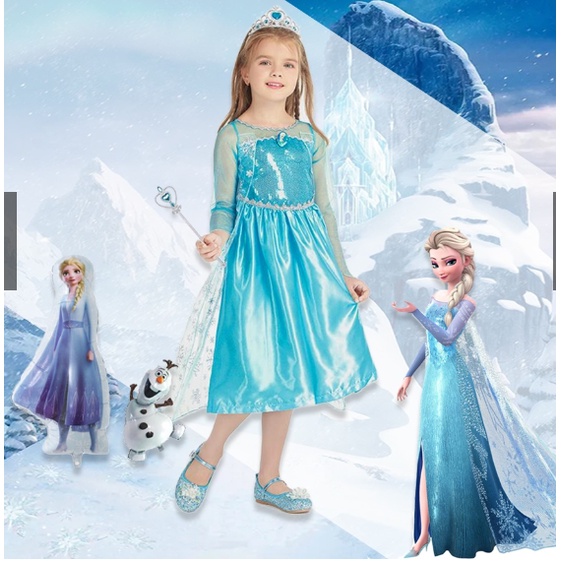 Hi-Kid Frozen Dress Elsa Costume Set Princess for Baby Girls 3-10 Years ...