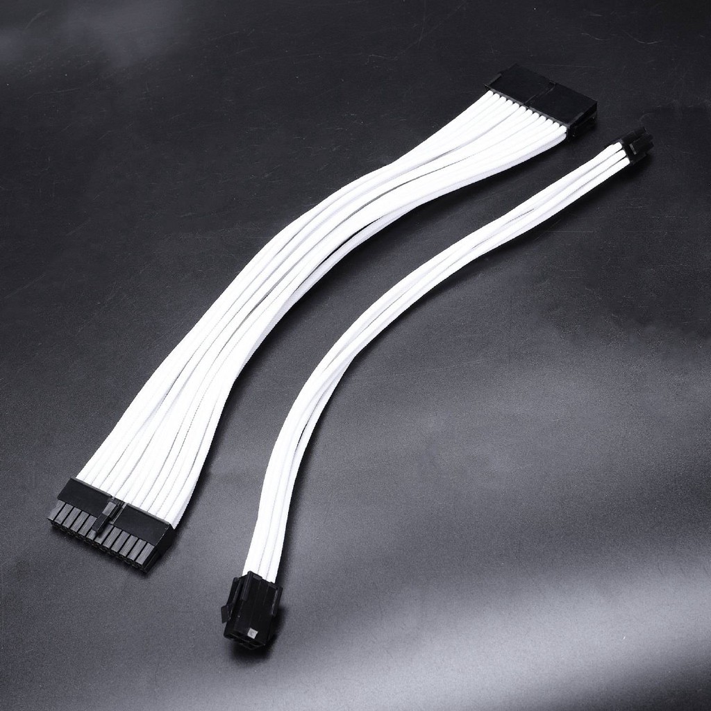 White Sleeved PC Psu Extension Cable cpu gpu sata 1Pcs Atx 24Pin/Eps 4 ...