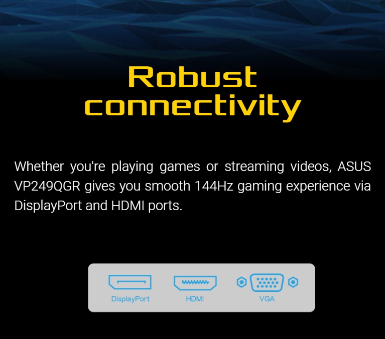 Asus VP249QGR 23.8" Full HD, 1920x1080, Frameless, 1ms MPRT, 144Hz ...