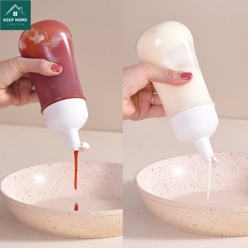 350ml Multipurpose Easy Scale Squeeze Bottle Setting Ketchup Honey ...