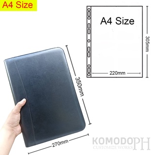 [Personalized] Leather Portfolio Bag | Long size. Free engrave name ...