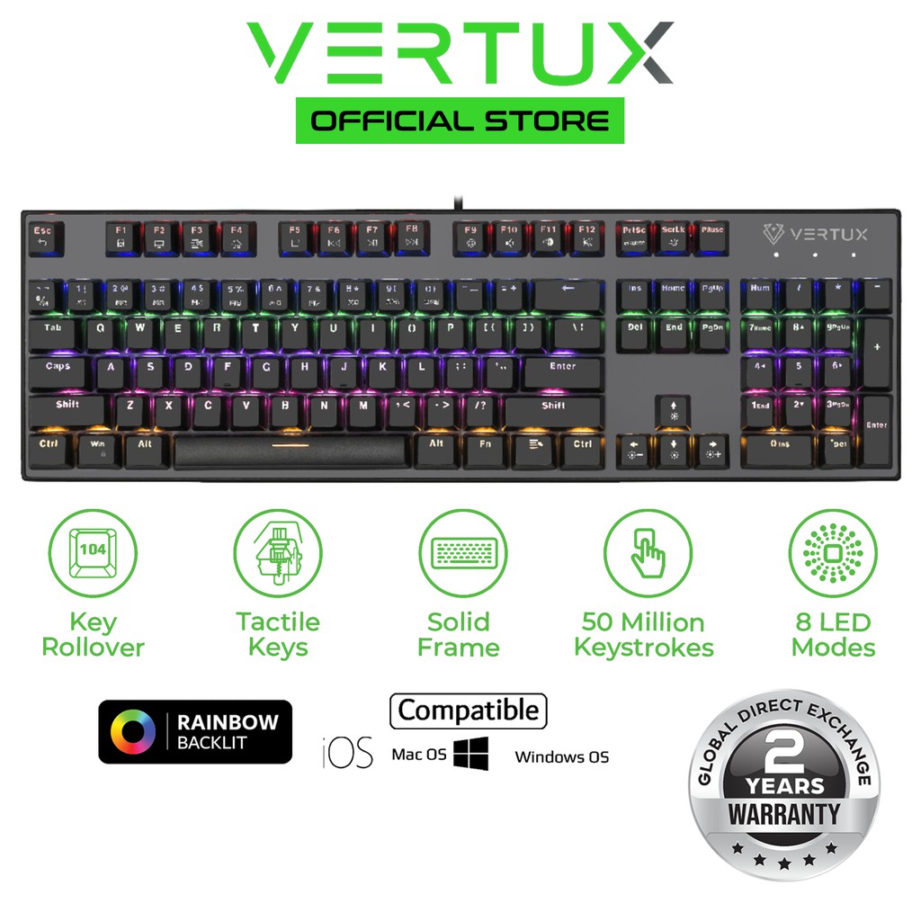 Vertux Tactical Advance Performance Mechanical Keyboard | Shopee ...