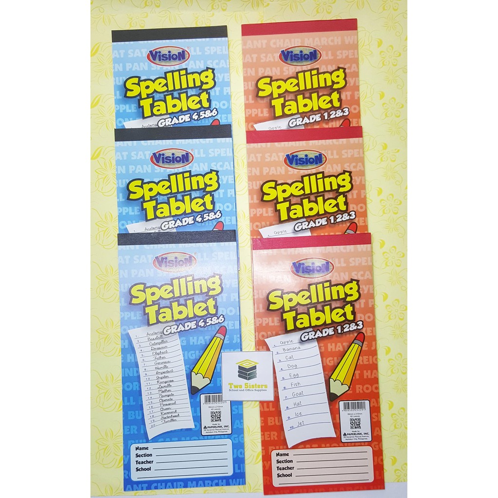 Spelling Tablet / Home School Booklet for Grade 1, 2, 3, 4,5 and 6 ...