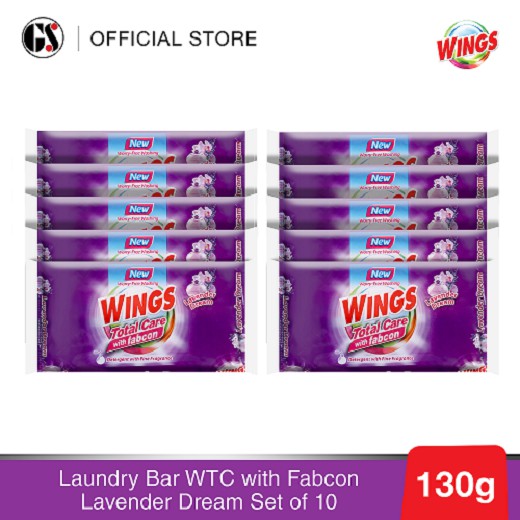 Wings Total Care with Fabcon Lavender Dream Laundry Bar Detergent 130g ...