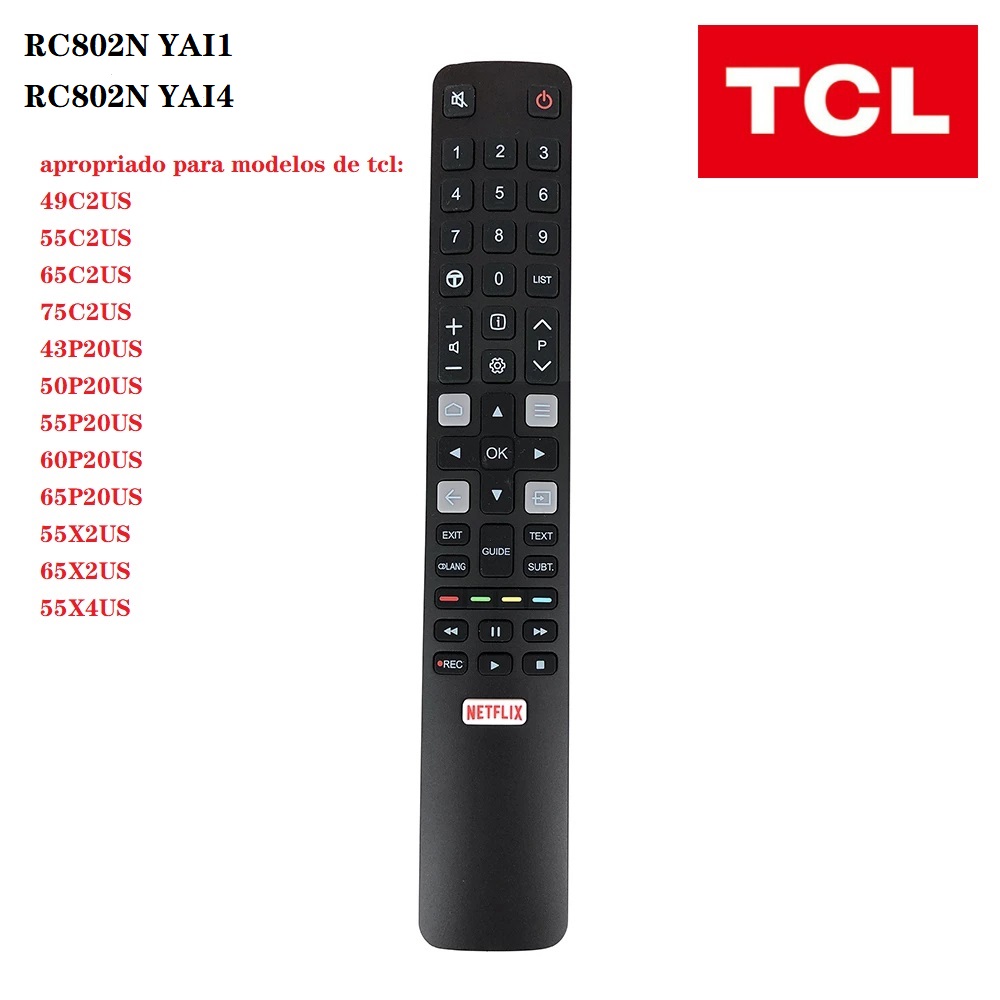 Original TCL Smart TV Remote Control RC802N YAI1 / RC802N YAI4 49C2US ...