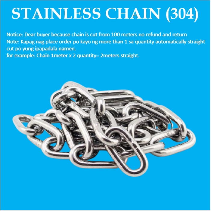 Kadina 3-6mm Stainless &Gal & Blak Chain 1m 3.3 feet Steel Welded ...