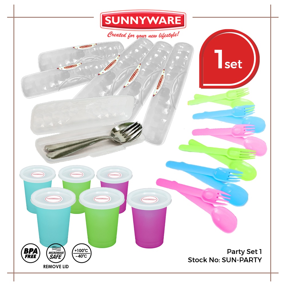 Sunnyware Party Set 1 (6x2012 spoon & fork, 6x909 multipurpose travel ...