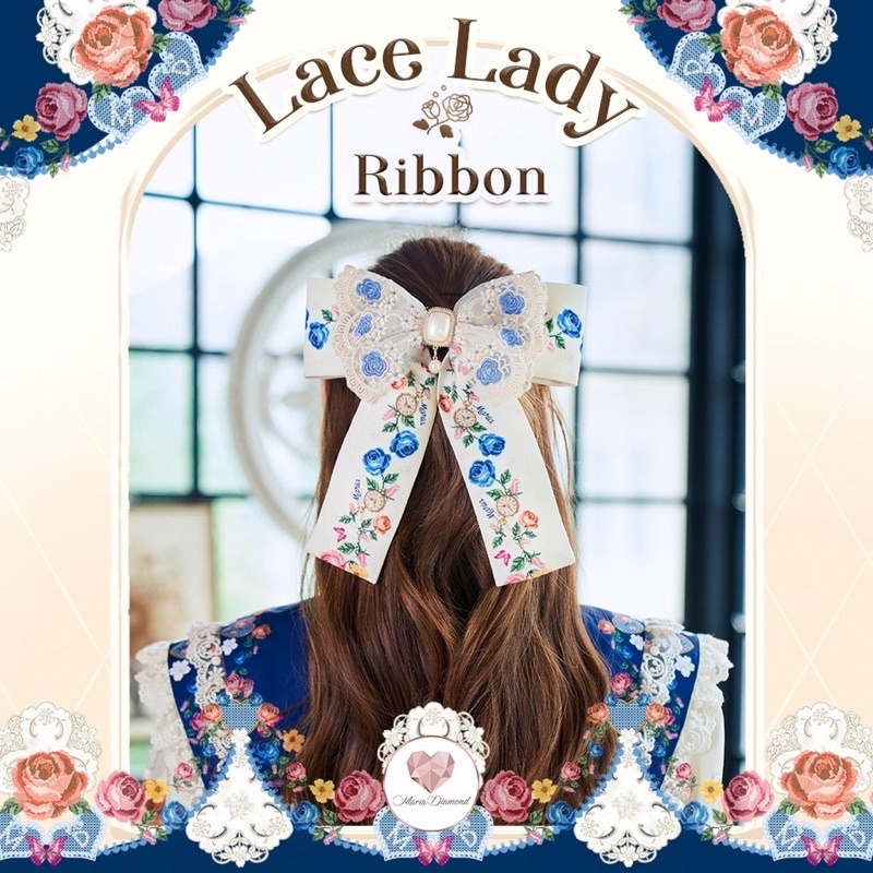 Lace lady Ribbon Cream Bow Printed Pattern But With Elegant Looks Good ...