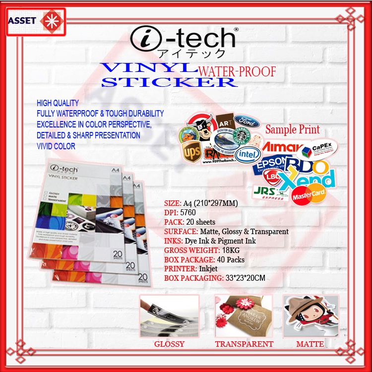 ITECH VINYL STICKER A4 (MATTE, GLOSSY, TRANSPARENT) | Shopee Philippines