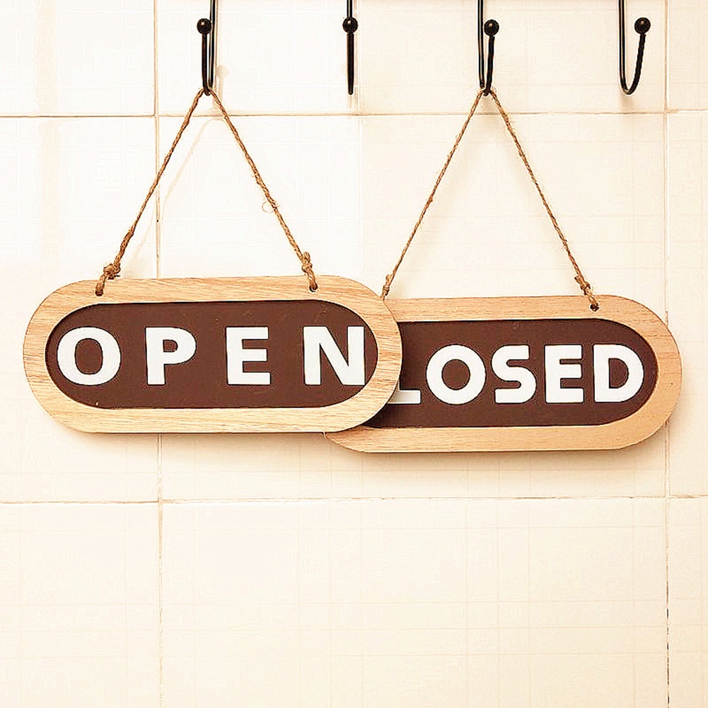 Wooden Business Open Closed Signage 2 Sided Open Closed Hanging Sign ...